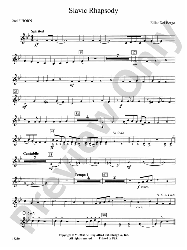 Slavic Rhapsody: 2nd F Horn: 2nd F Horn Part - Digital Sheet Music Download