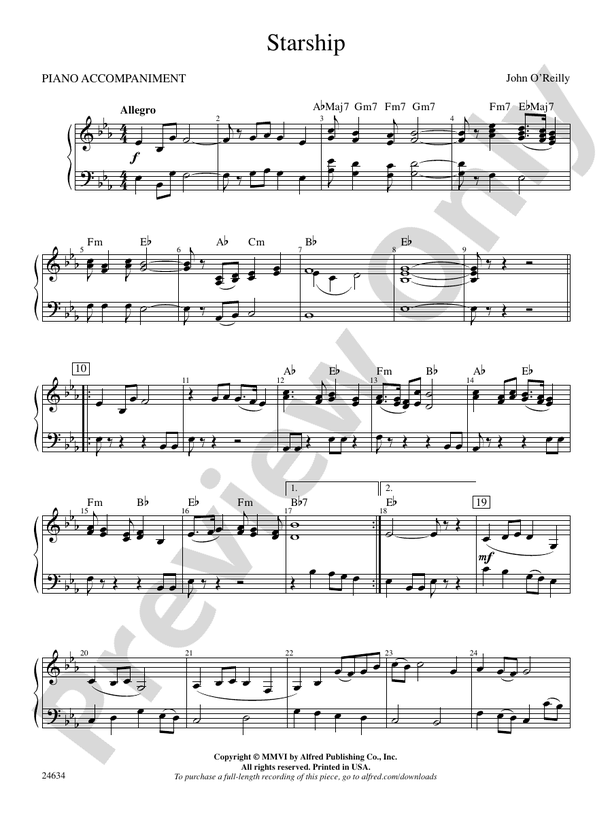 Starship Piano Accompaniment Piano Accompaniment Part Digital Sheet