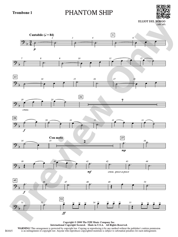 Phantom Ship Trombone 1 Trombone 1 Part Elliot Del Borgo Digital