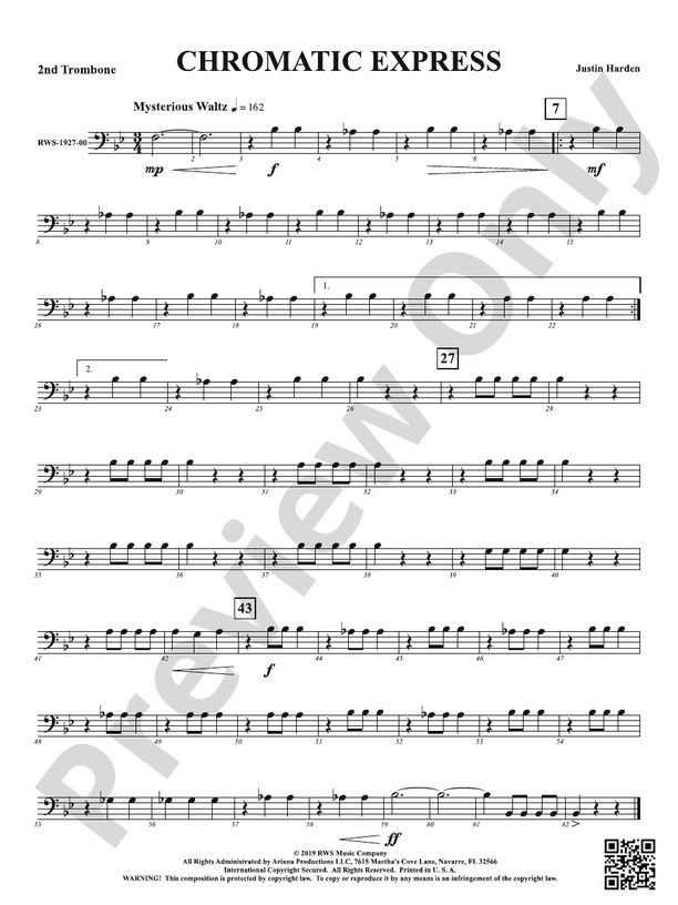 Chromatic Express: 2nd Trombone: 2nd Trombone Part: Justin Harden - Digital Sheet Music Download