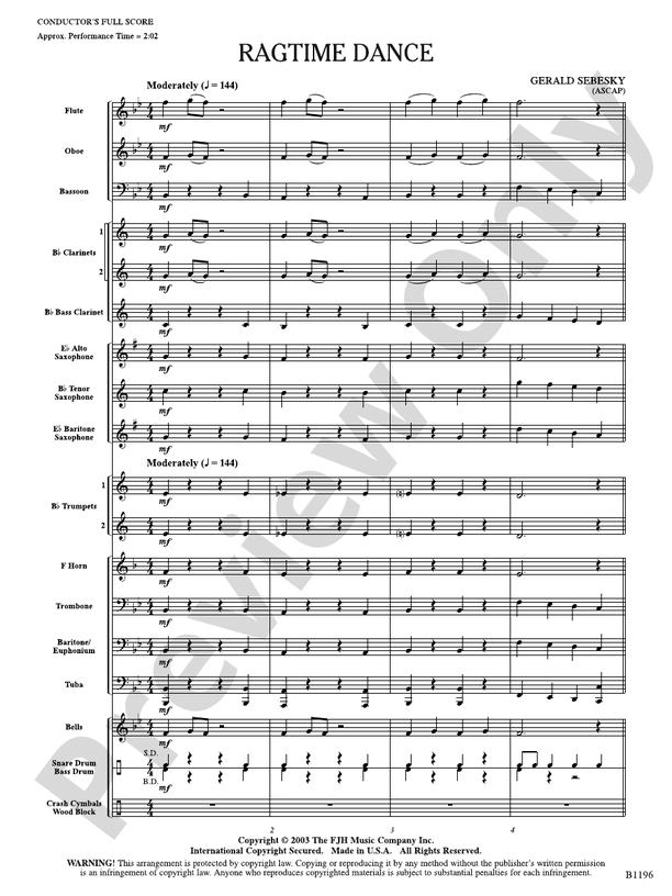 Ragtime Dance: Score: : Gerald Sebesky - Digital Sheet Music Download