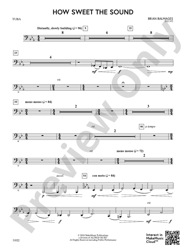How Sweet the Sound: Tuba: Tuba Part - Digital Sheet Music Download