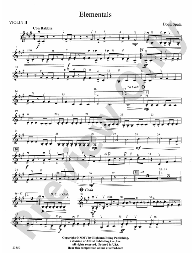 Elementals: 2nd Violin: 2nd Violin Part - Digital Sheet Music Download