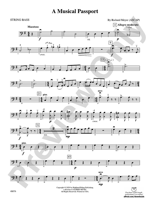 A Musical Passport: String Bass: String Bass Part - Digital Sheet Music ...