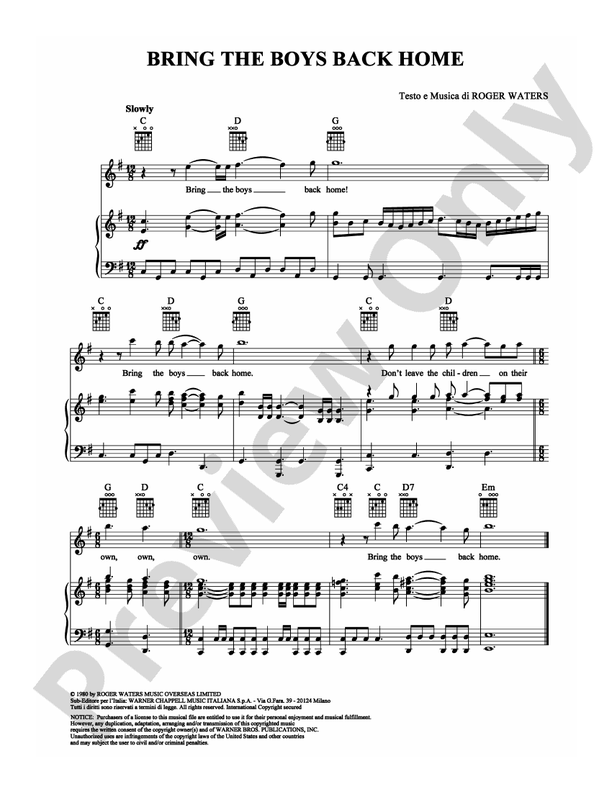 Bring the Boys Back Home: Piano/Vocal/Chords: Pink Floyd - Digital ...