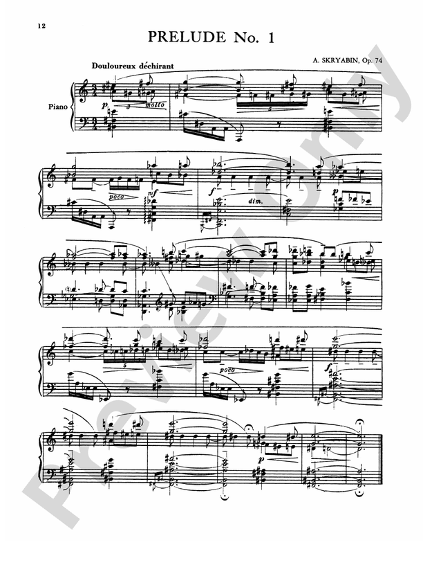 Scriabin: Ten Preludes: Op. 74, No. 1 Part - Digital Sheet Music Download