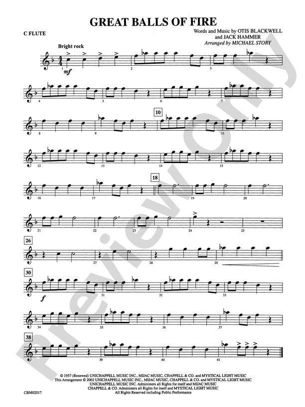 Great Balls of Fire: Flute: Flute Part - Digital Sheet Music Download
