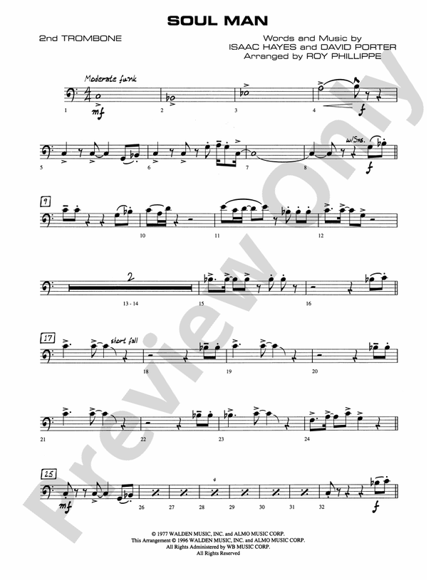 Soul Man: 2nd Trombone: 2nd Trombone Part - Digital Sheet Music Download