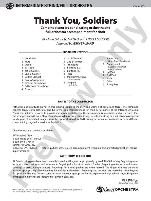 Thank You, Soldiers: Score: Full Orchestra Score - Digital Sheet Music ...