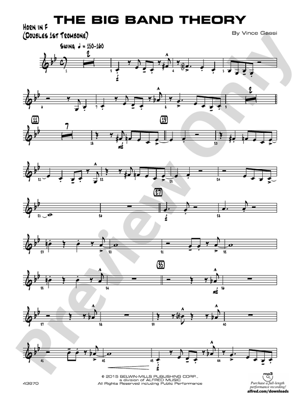 The Big Band Theory: 1st F Horn: 1st F Horn Part - Digital Sheet Music ...