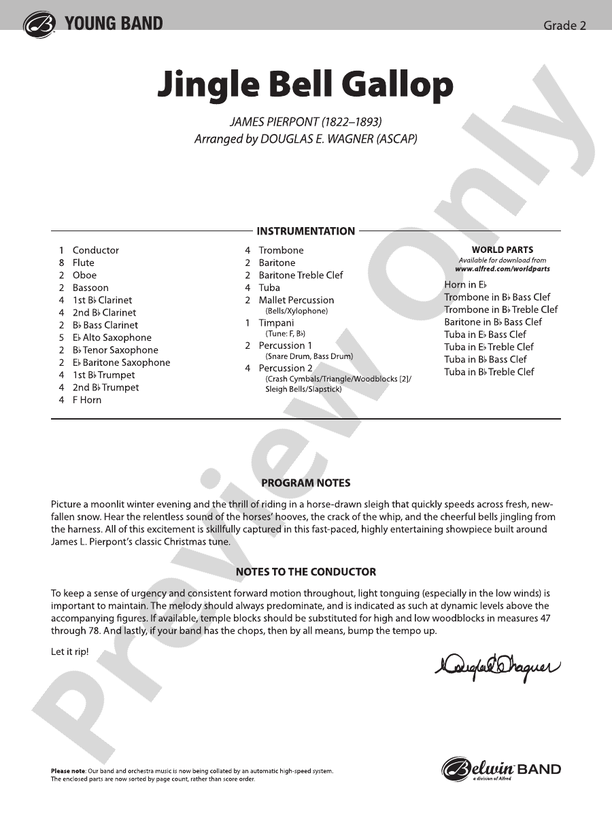 Jingle Bell Gallop: Score: Concert Band Score - Digital Sheet Music ...