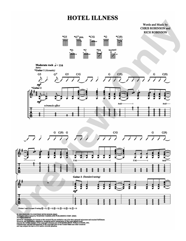 Hotel Illness: Guitar TAB: The Black Crowes - Digital Sheet Music Download