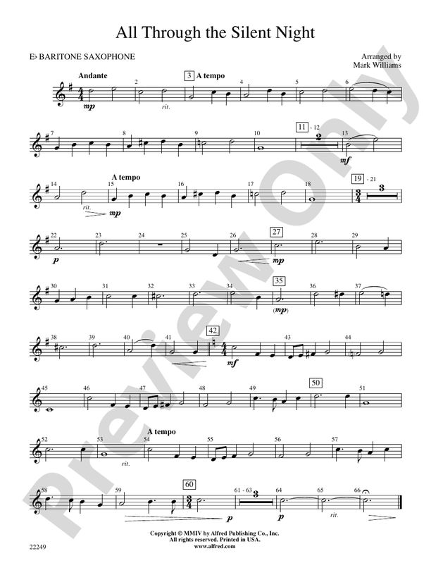 All Through the Silent Night: E-flat Baritone Saxophone: E-flat ...