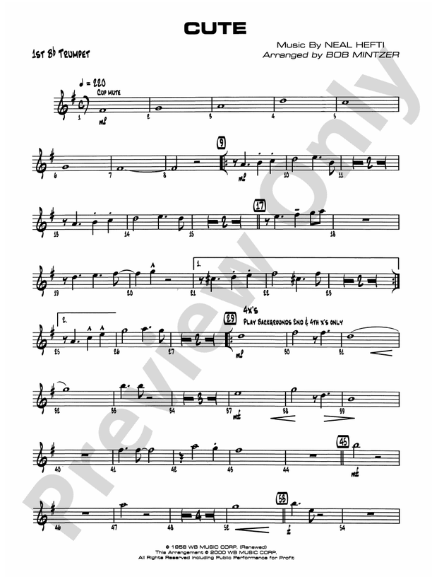 Cute: 1st B-flat Trumpet: 1st B-flat Trumpet Part - Digital Sheet Music ...