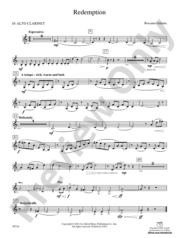 Redemption: (wp) E-flat Alto Clarinet: (wp) E-flat Alto Clarinet World Part - Digital Sheet ...