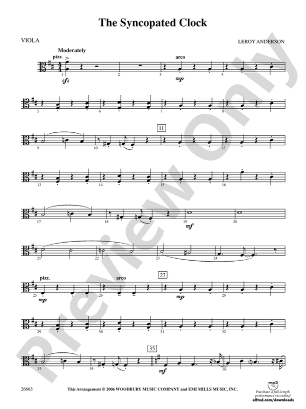 The Syncopated Clock: Viola: Viola Part - Digital Sheet Music Download
