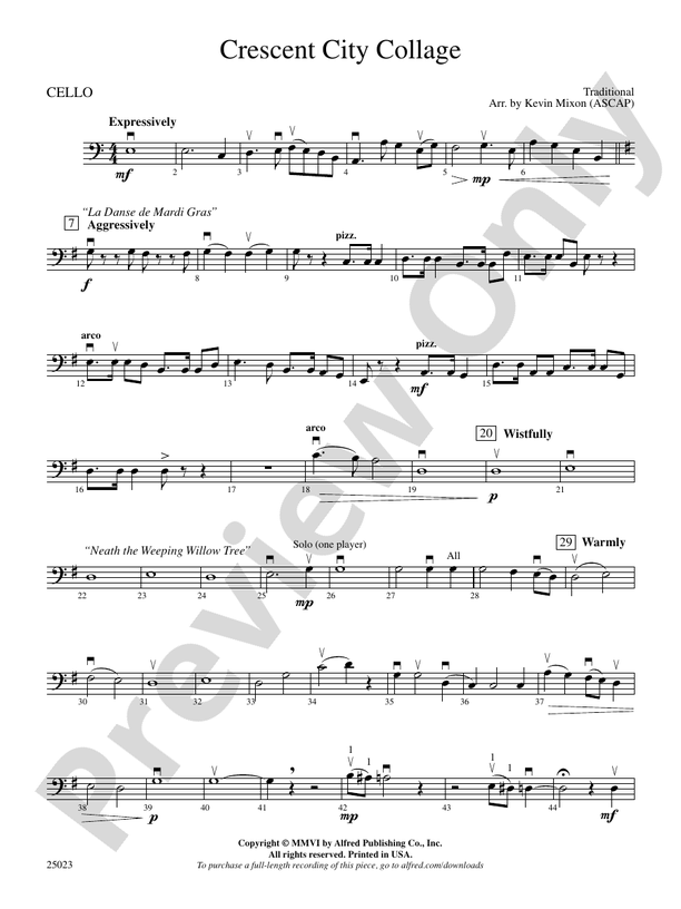 Crescent City Collage: Cello: Cello Part - Digital Sheet Music Download