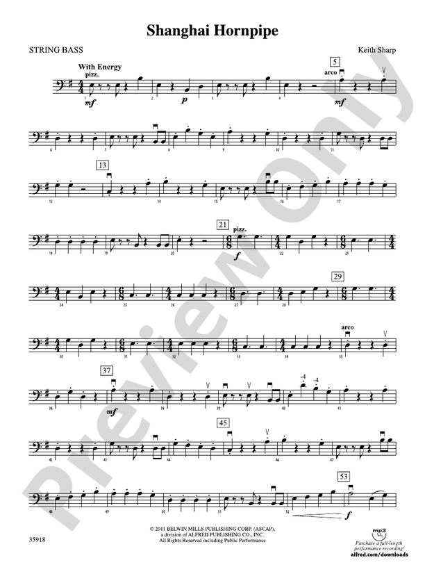 Shanghai Hornpipe: String Bass: String Bass Part - Digital Sheet Music ...