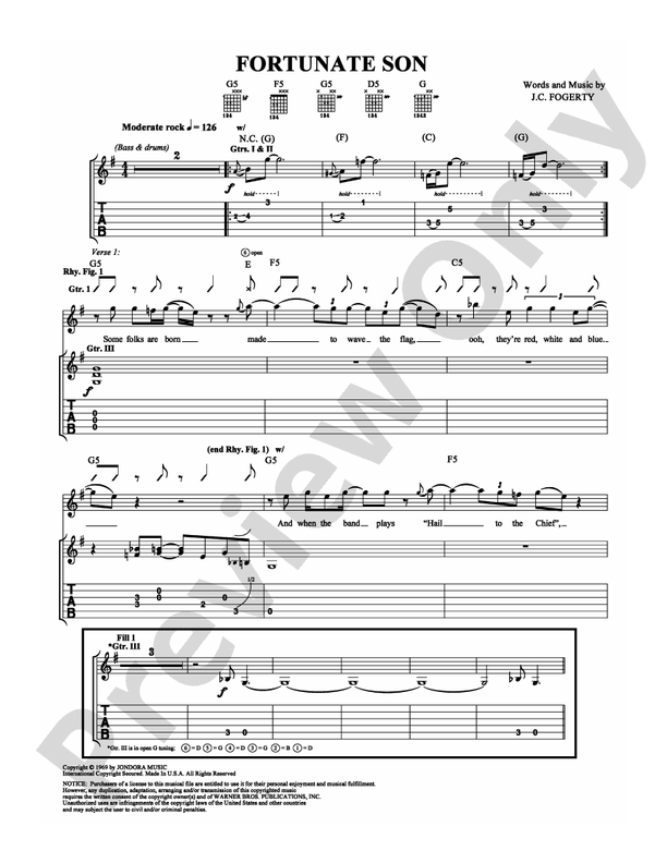 Fortunate Son: Guitar TAB: Creedence Clearwater Revival - Digital Sheet ...