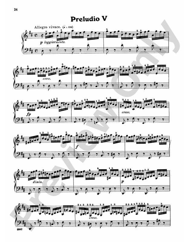 Bach: The Well-Tempered Clavier (Volume I) (Ed. Carl Czerny): 5. Prelude and Fugue Part ...