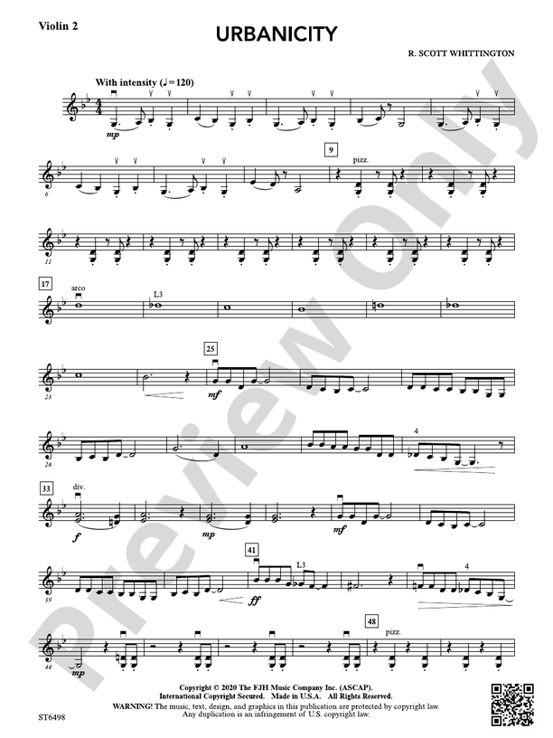 Urbanicity: Violin 2: Violin 2 Part: R. Scott Whittington - Digital ...