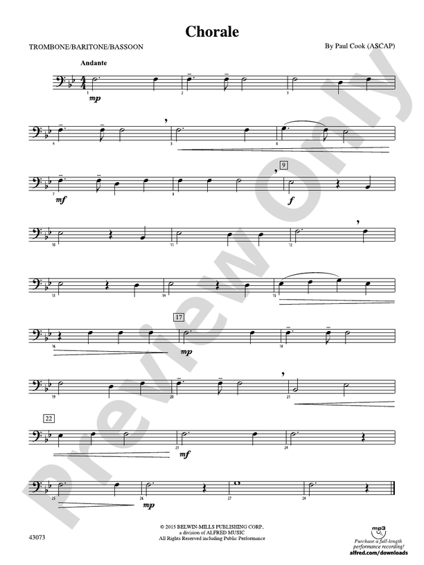 Chorale: 1st Trombone: 1st Trombone Part - Digital Sheet Music Download