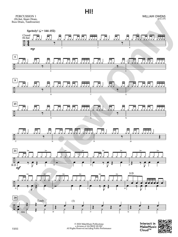 Hi!: 1st Percussion: 1st Percussion Part - Digital Sheet Music Download