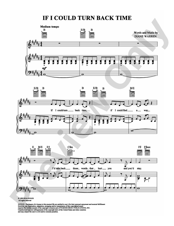 If I Could Turn Back Time: Piano/Vocal/Chords: Cher - Digital Sheet ...