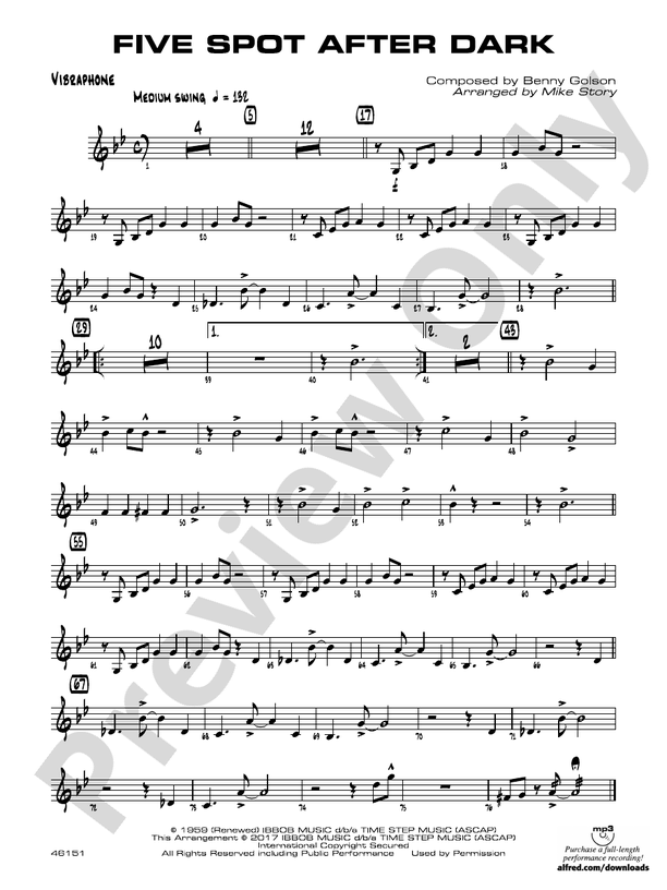 Five Spot After Dark: Vibraphone: Vibraphone Part - Digital Sheet Music Download