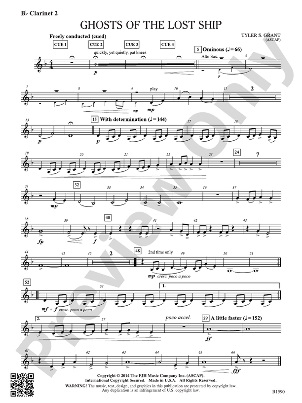 Ghosts of the Lost Ship: B-flat Clarinet 2: B-flat Clarinet 2 Part: Tyler S. Grant - Digital ...