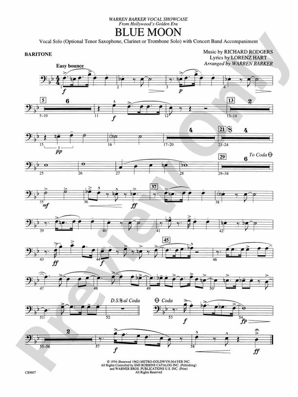 Blue Moon: Baritone B.C.: Baritone B.C. Part - Digital Sheet Music Download