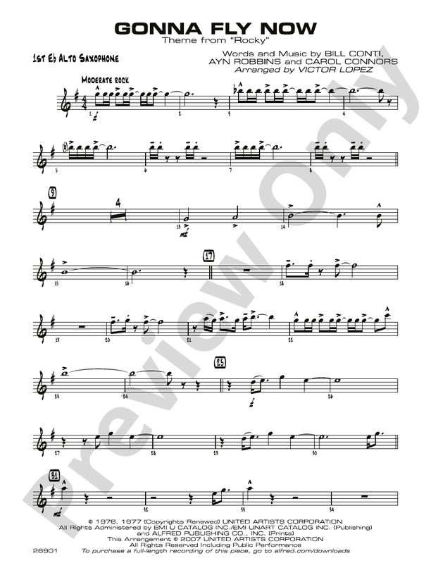 Gonna Fly Now: E-flat Alto Saxophone: E-flat Alto Saxophone Part ...