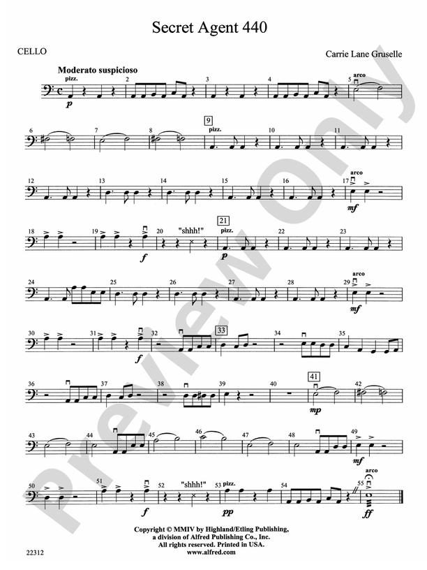 Secret Agent 440: Cello: Cello Part - Digital Sheet Music Download