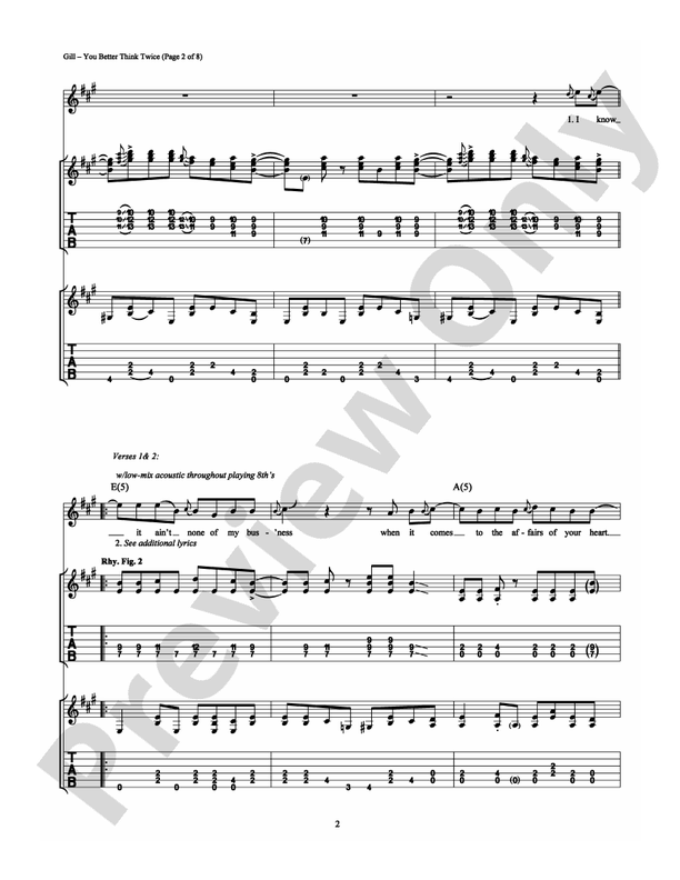 You Better Think Twice: Guitar TAB: Vince Gill - Digital Sheet Music ...