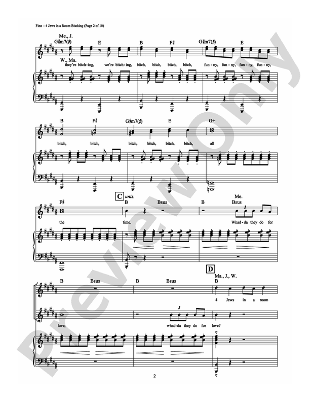 Four Jews in a Room Bitching: Piano/Vocal/Chords: William Finn - Digital Sheet Music Download