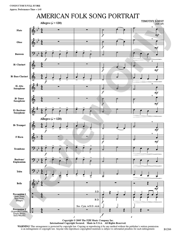 American Folk Song Portrait: Score: : Timothy Loest - Digital Sheet Music Download