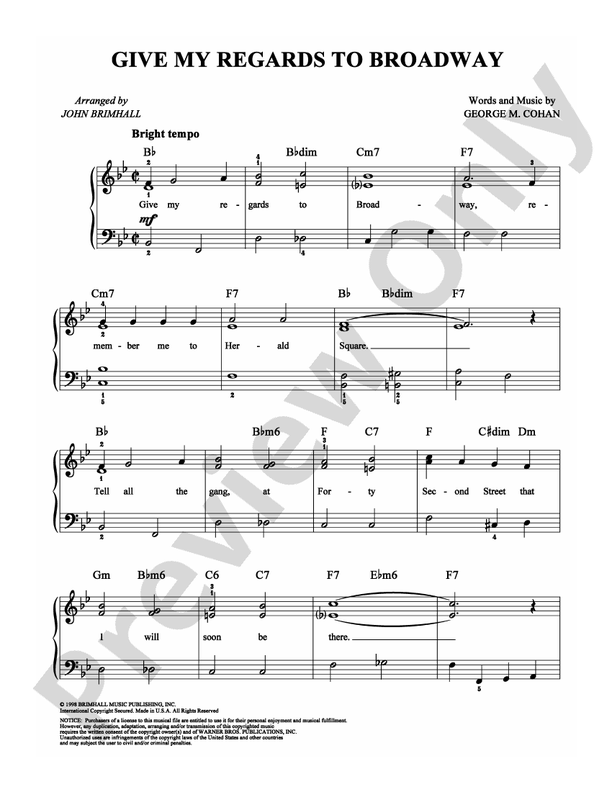 Give My Regards to Broadway: Easy Piano: George M. Cohan - Digital ...