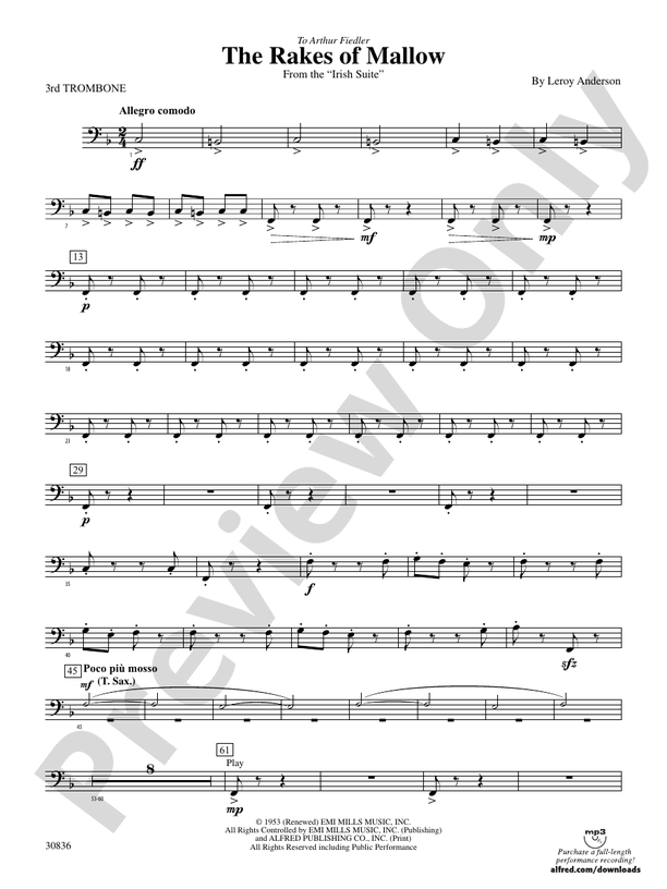 The Rakes of Mallow (from the Irish Suite): 3rd Trombone: 3rd Trombone ...