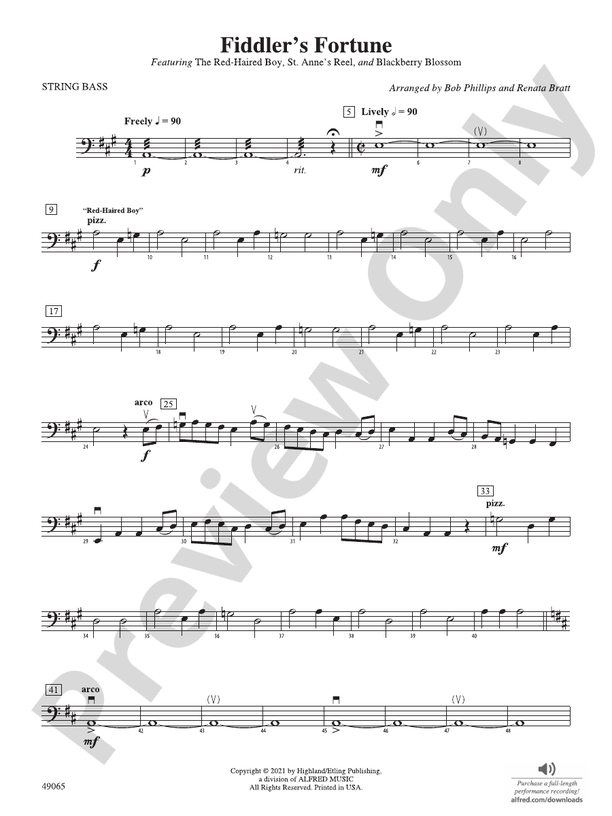 Fiddler's Fortune: String Bass: String Bass Part - Digital Sheet Music Download