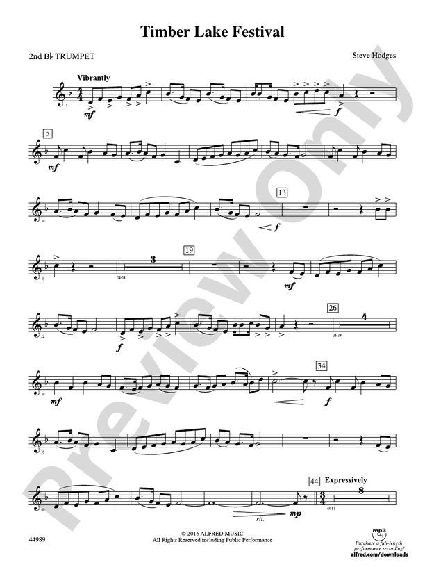 Timber Lake Festival: 2nd B-flat Trumpet: 2nd B-flat Trumpet Part ...
