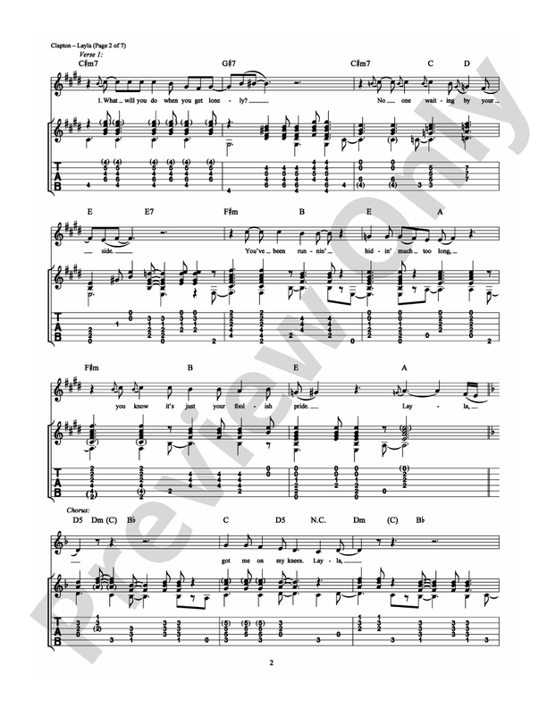 Layla (Unplugged): Guitar TAB: Eric Clapton - Digital Sheet Music Download
