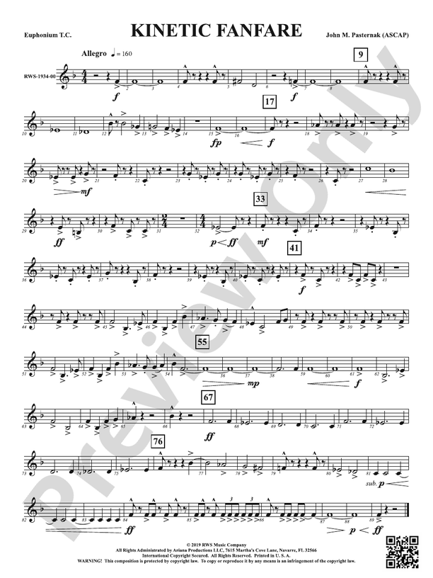 Kinetic Fanfare: Baritone T.C.: Baritone T.C. Part: John M. Pasternak ...