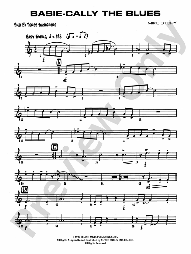 Basie-Cally the Blues: 2nd B-flat Tenor Saxophone: 2nd B-flat Tenor ...