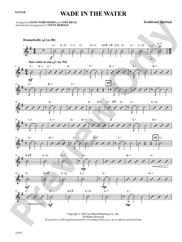 Wade in the Water: Guitar: Guitar Part - Digital Sheet Music Download