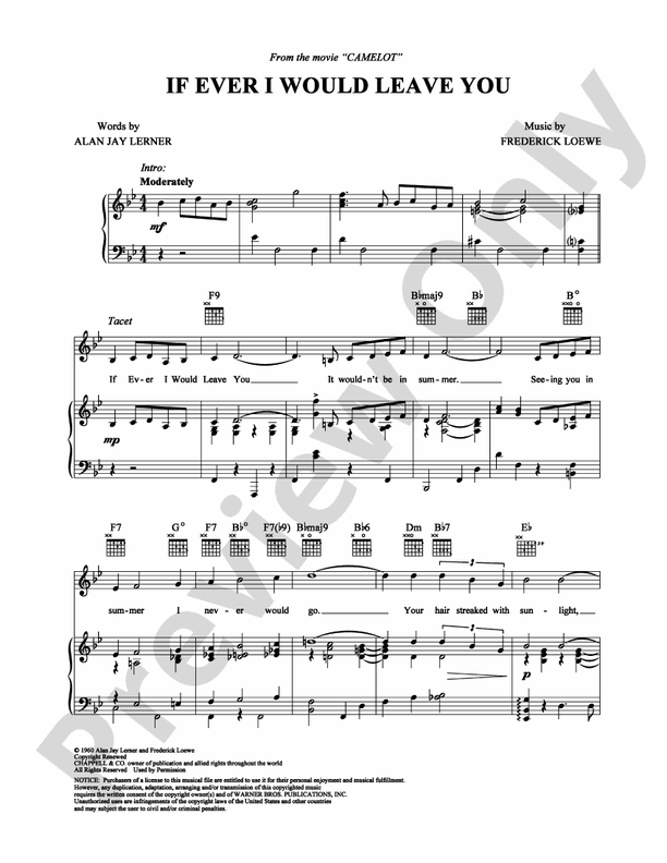 If Ever I Would Leave You: Piano/Vocal/Chords: Frederick Loewe ...