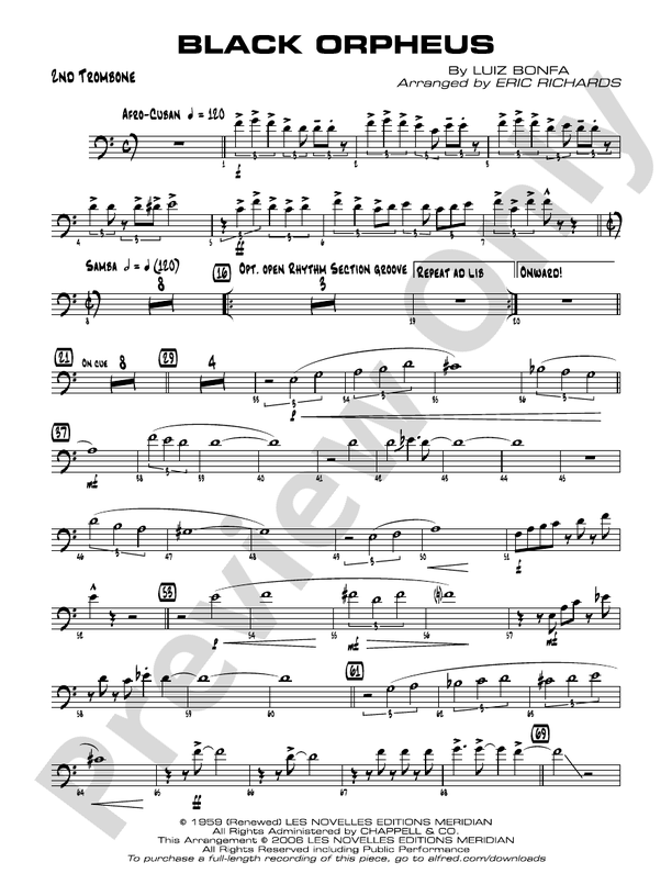 Black Orpheus: 2nd Trombone: 2nd Trombone Part - Digital Sheet Music ...