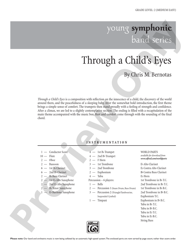 Through a Child's Eyes: Concert Band Conductor Score & Parts: Chris M ...