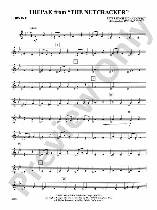 Trepak from The Nutcracker: 1st F Horn: 1st F Horn Part - Digital Sheet ...