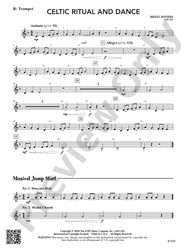 Celtic Ritual and Dance: B-flat Trumpet: B-flat Trumpet Part: Mekel ...