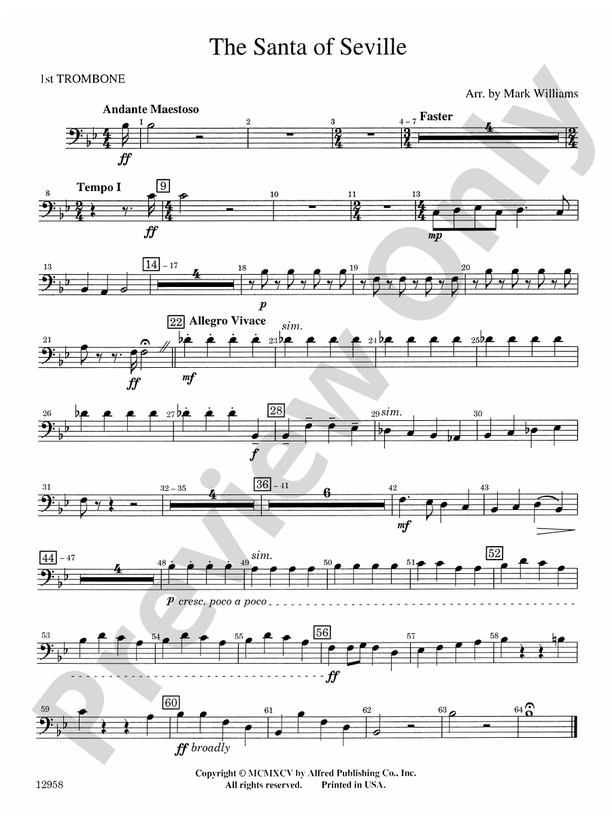 The Santa of Seville: 1st Trombone: 1st Trombone Part - Digital Sheet ...